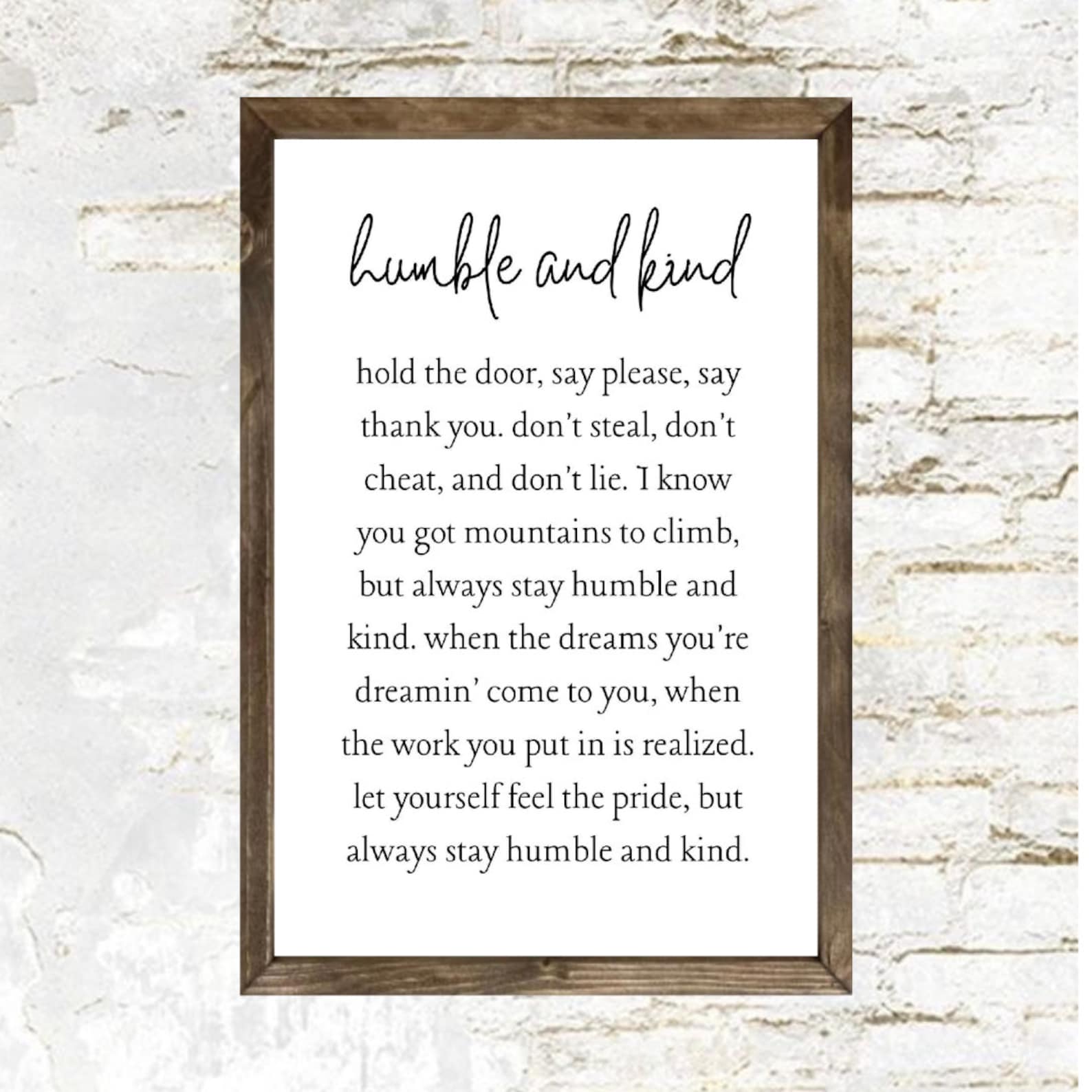 Humble and Kind Lyrics Sign | Tim Mcgraw Song | Country | Farmhouse ...
