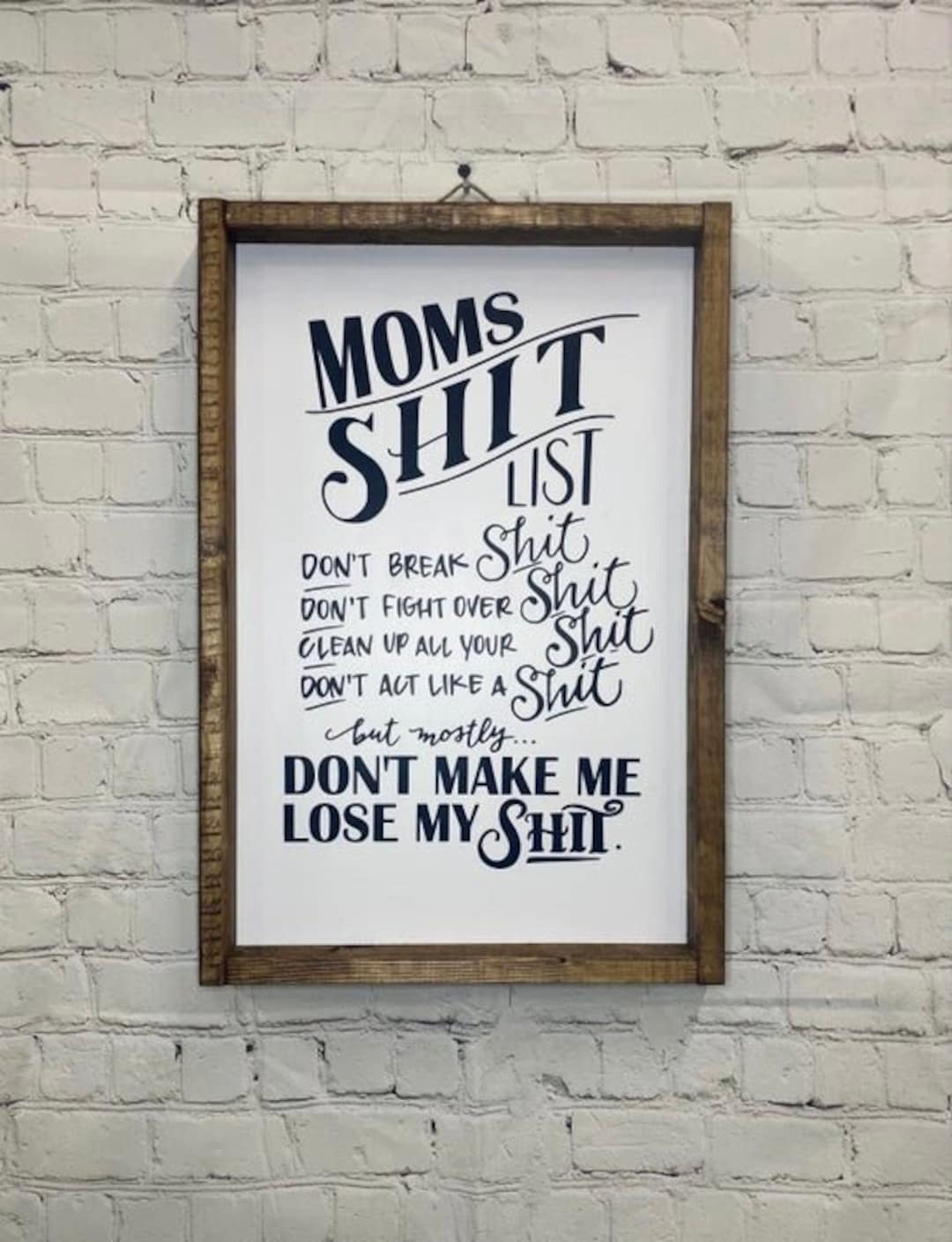 Moms Shit List Framed Sign Funny Sign Wall Decor - Etsy