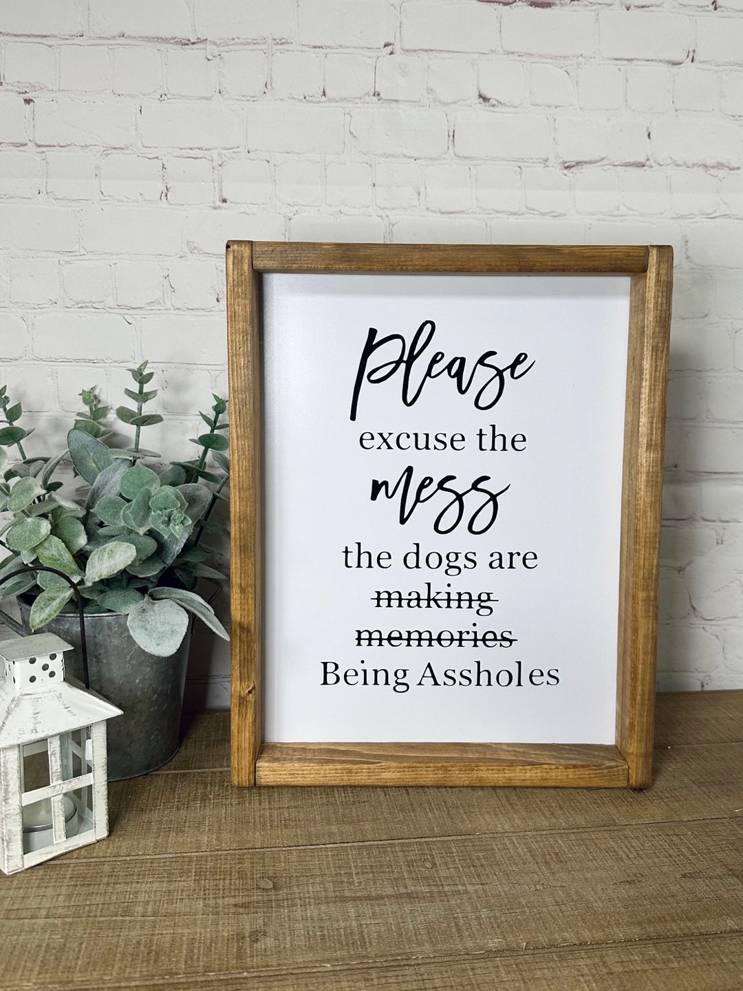 Excuse the Mess Framed Sign | Dog Sign | Wall Decor - Etsy