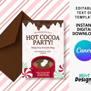 Editable "hot Cocoa Party" Invitation, Hot Cocoa Themed Invite, Canva ...
