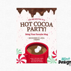 Editable "hot Cocoa Party" Invitation, Hot Cocoa Themed Invite, Canva ...