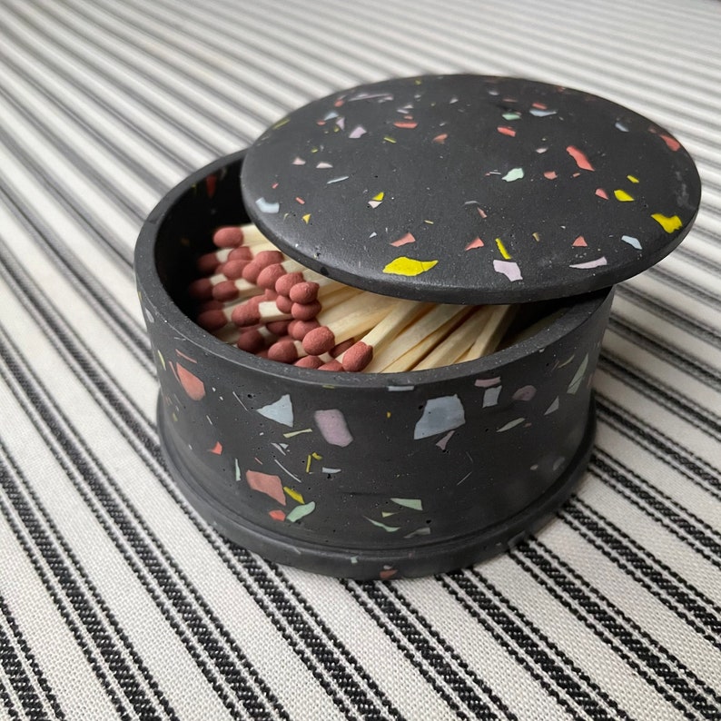 Terrazzo Matchbox & Striker - Jesmonite Homeware - Match Pot ...