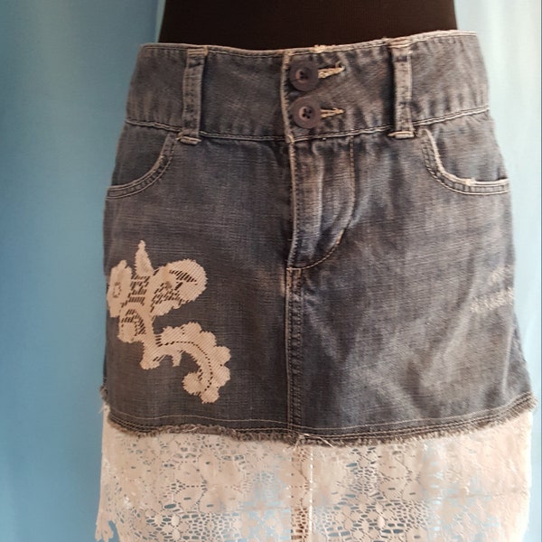 Upcycled Denim Skirt - Etsy