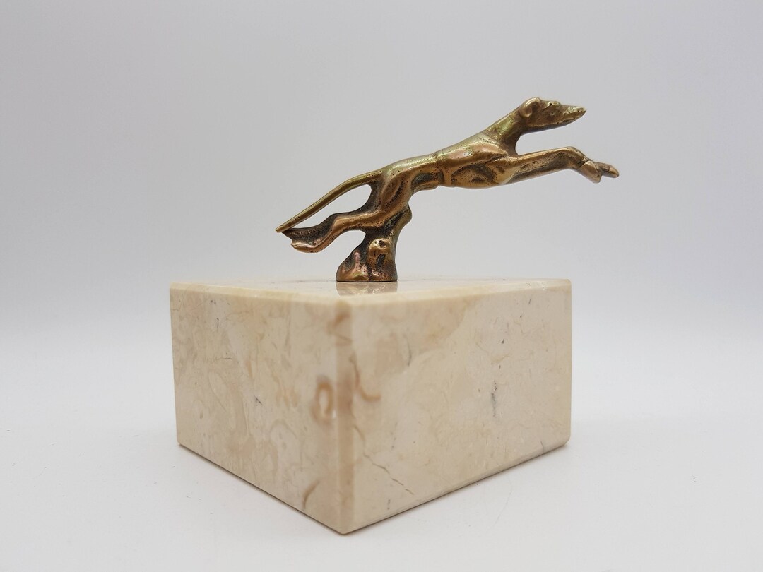 Vintage Greyhound Paperweight Car Motorcycle Mascot Radiator Cap Brass ...