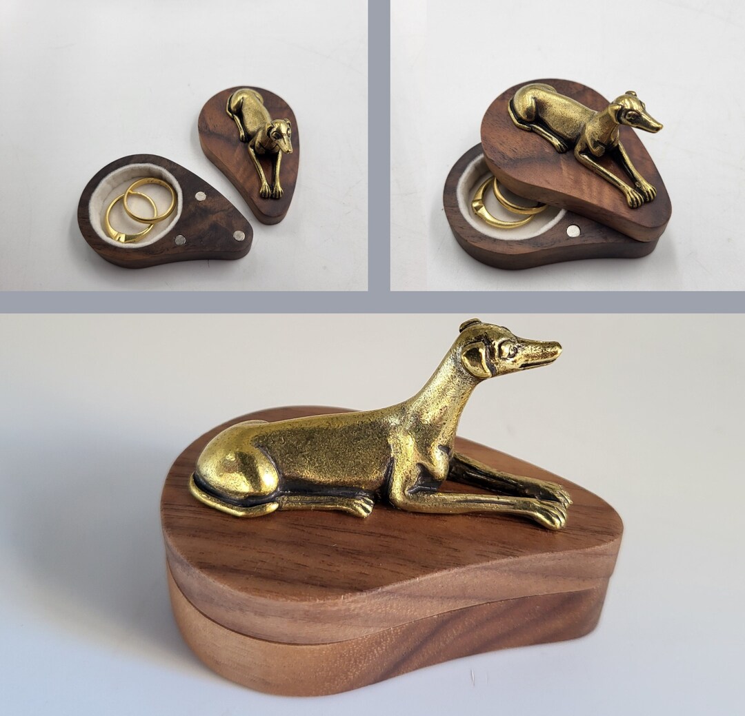 Greyhound Whippet Ring Box Brass Hound White Lining Ref: 1799/1831-34 ...