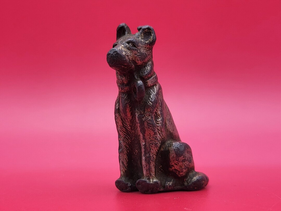 Antique Cold Painted Lead Miniature Dog - Japan - Dog Statue ...