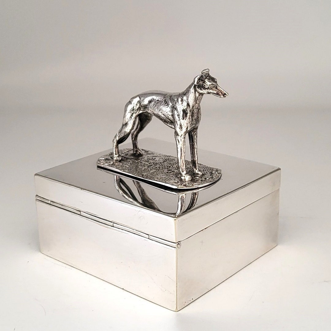 Antique Victorian Cigarette Box / Caddy Silver Plated EPNS Greyhound ...