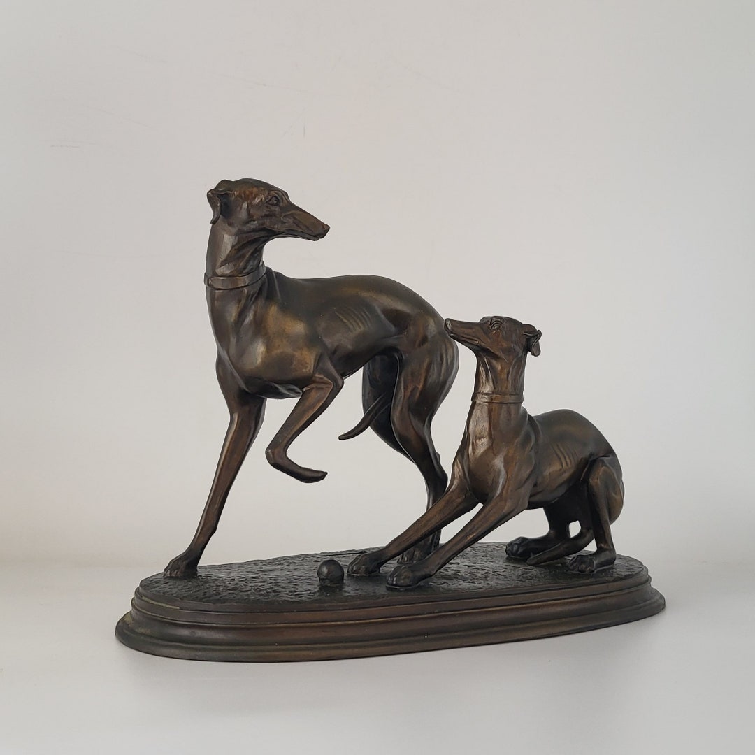 Cold Cast Bronze Sculpture Depicting a Pair of Whippets / Greyhounds ...