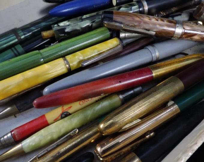 Vintage Fountain Pen & Mechanical Pencil Lot ~ Box Lot of Old Fountain ...