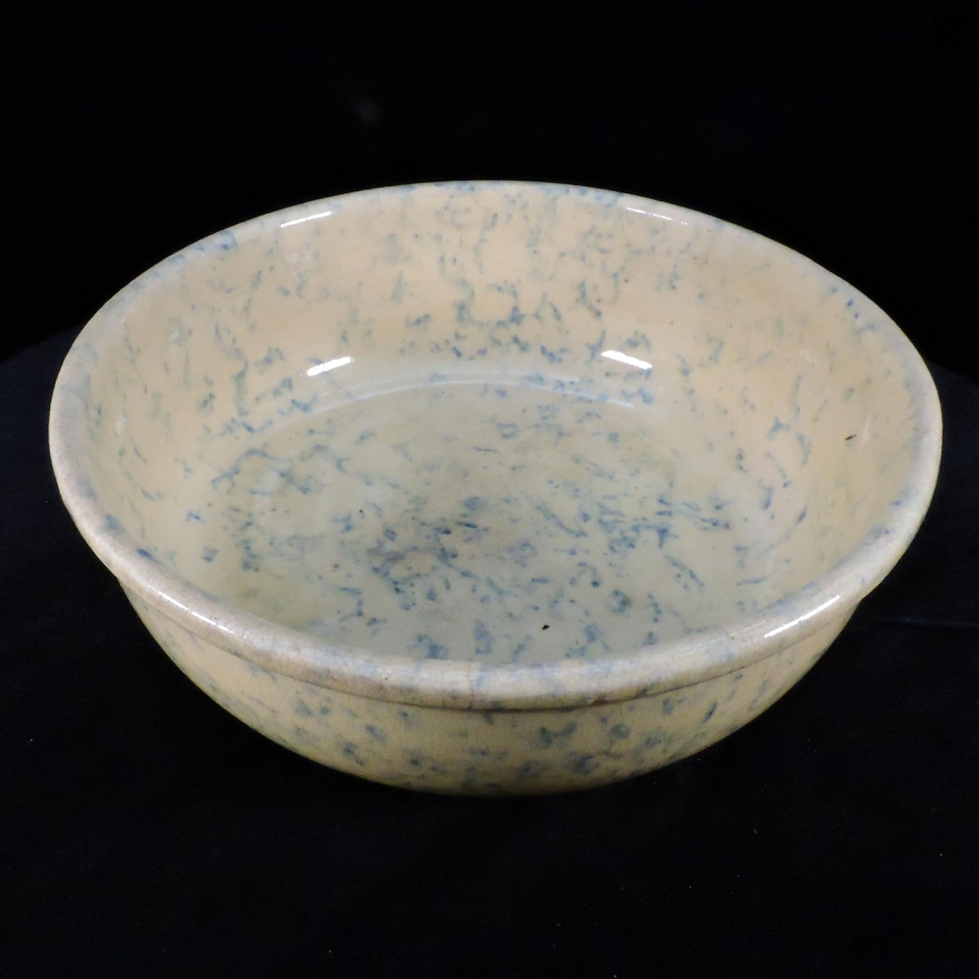 Antique Stoneware Bowl ~ Spongeware Bowl ~ Country Style Mixing Bowl ...