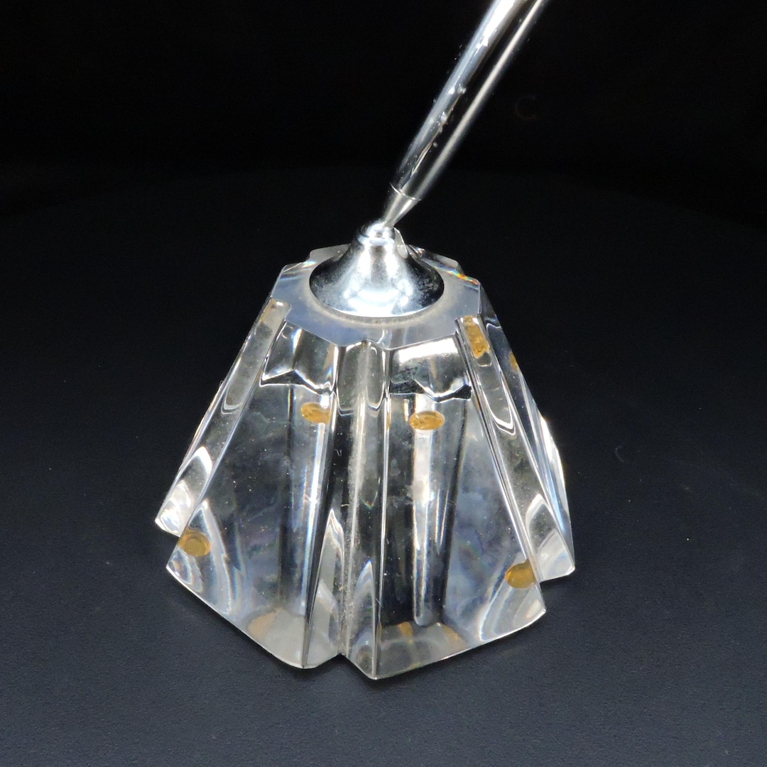 Vintage Crystal Pen Holder ~ Art Glass Pen Holder ~ Orrefors Sweden Pen ...