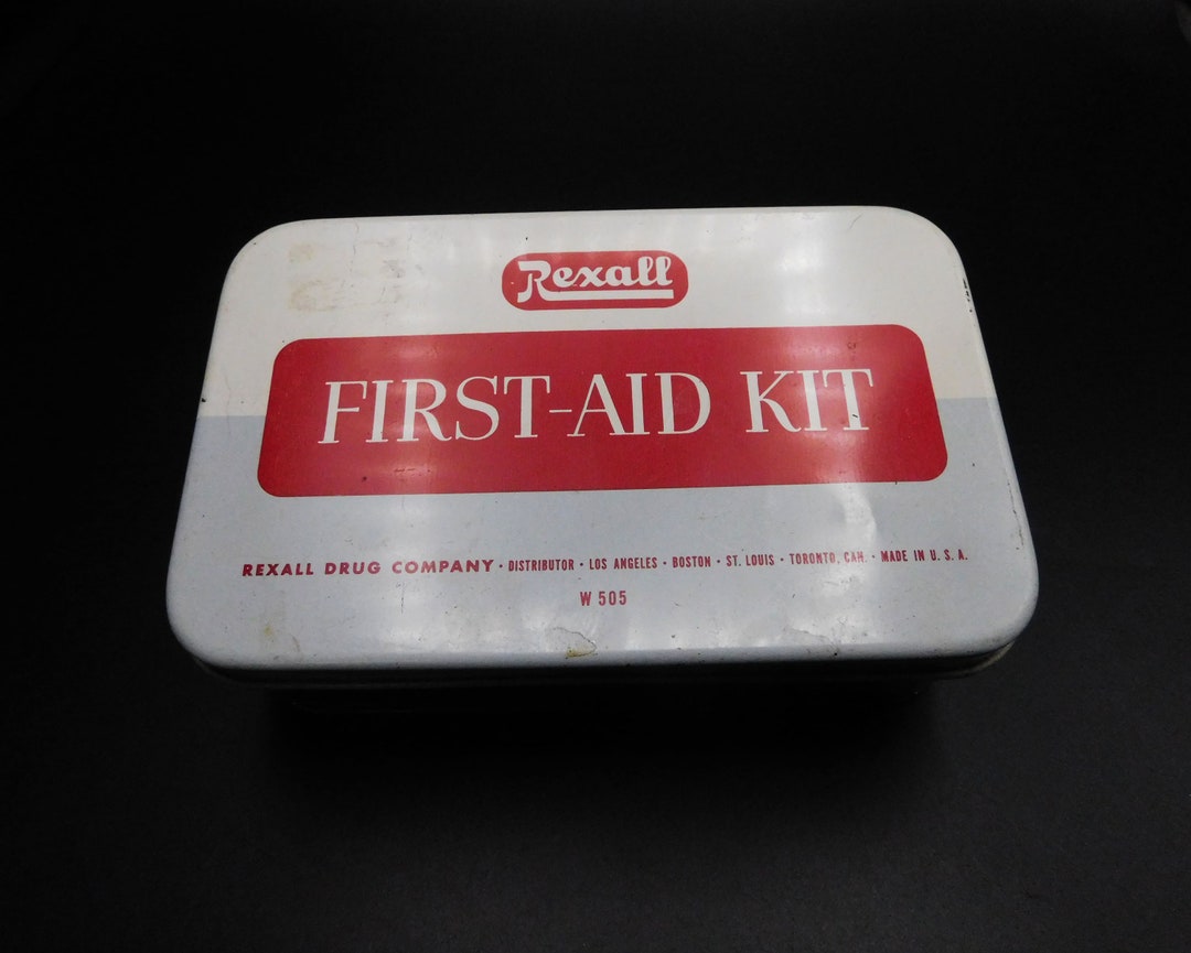 Vintage First Aid Kit ~ Old First Aid Kit With Contents ~ Rexall Drugs ...