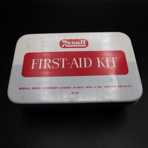 Vintage First Aid Kit ~ Old First Aid Kit With Contents ~ Rexall Drugs ...