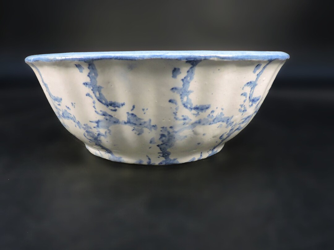 Antique Stoneware Bowl ~ Spongeware Bowl ~ Country Style Mixing Bowl ...