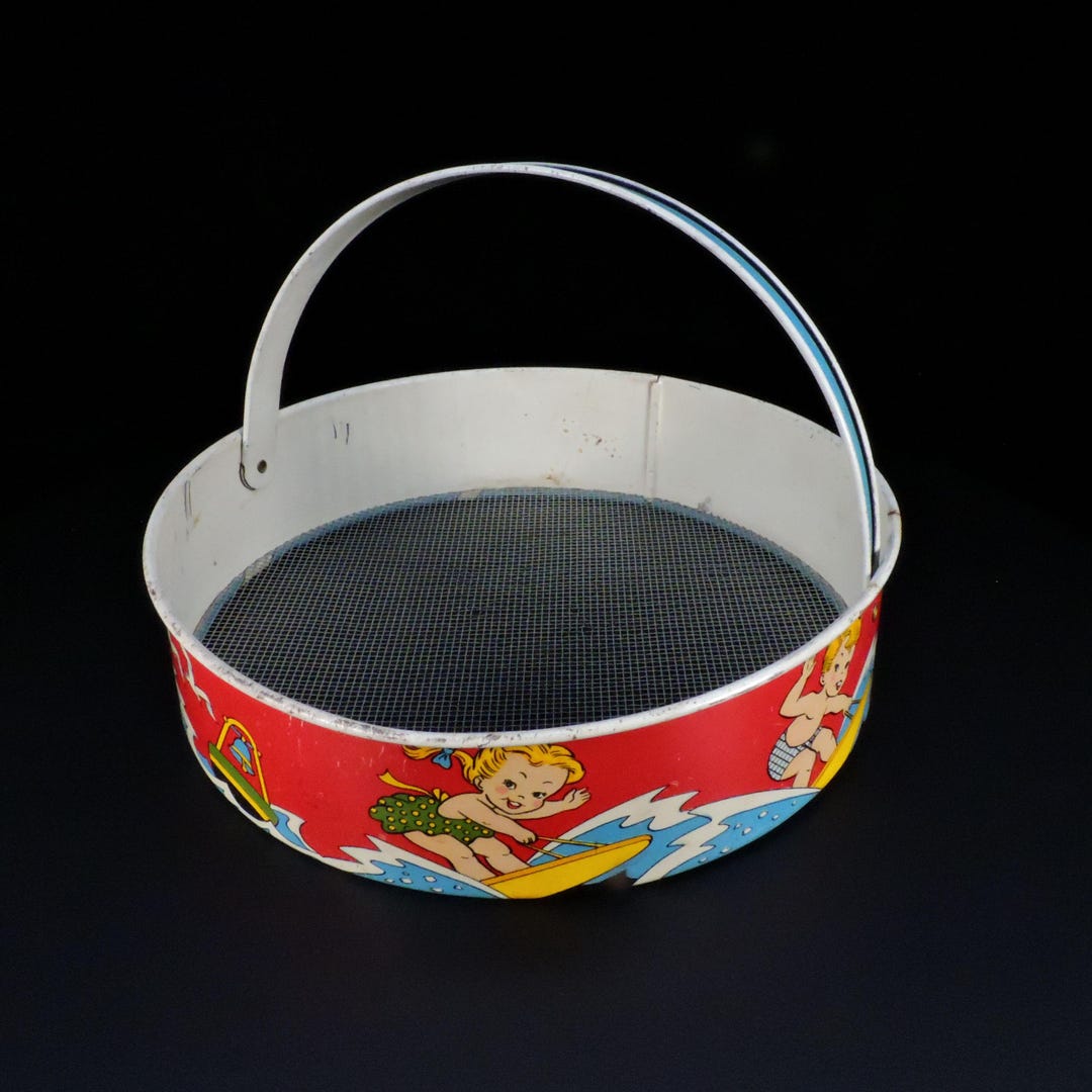 Vintage Tin Sand Toy ~ Colorful Sand Sifter ~ Collectible Tin Litho Toy ...