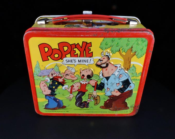 Vintage Popeye Lunch Box Popeye Lunch Pail Aladdin Lunch Box Tin Litho ...