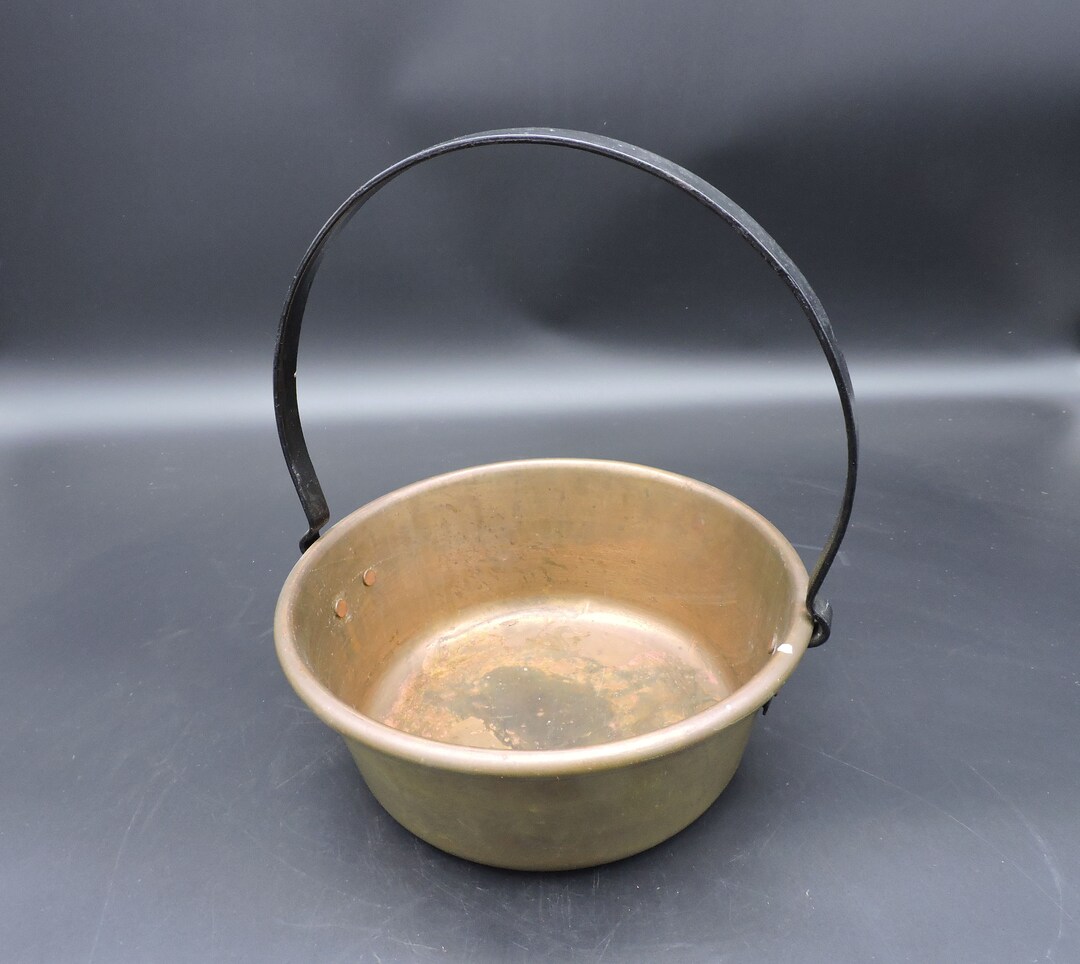 Vintage Brass Basket ~ Old Brass Basket ~ Handled Brass Pan ~ Handled ...