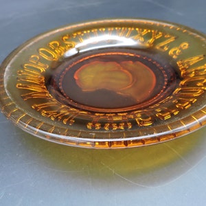 Vintage ABC Plate ~ Clays Crystal Works Plate ~ Amber Glass ABC Plate ...