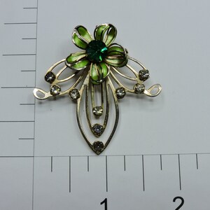 Vintage Costume Jewelry ~ Delicate Flower Brooch Set With Rhinestones ...
