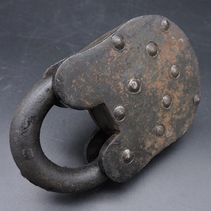 Antique Iron Padlock ~ Old Iron & Brass Padlock ~ Antique Padlock With ...