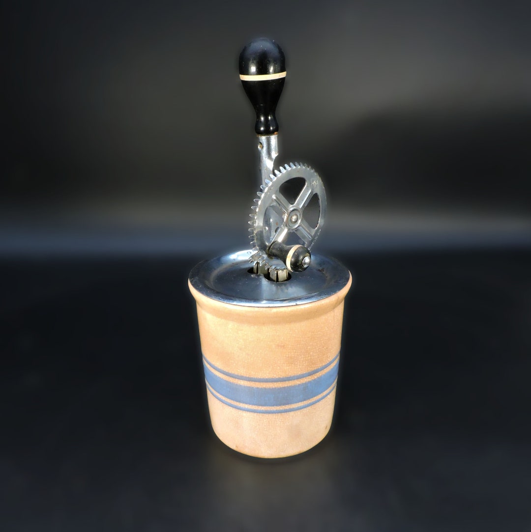 Vintage Kitchen Mixer ~ Stoneware Crock and Hand Mixer ~ Antique ...