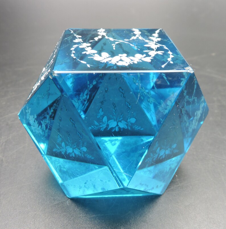 Vintage Blue Paperweight ~ Faceted Paperweight ~ Turquoise Blue ...