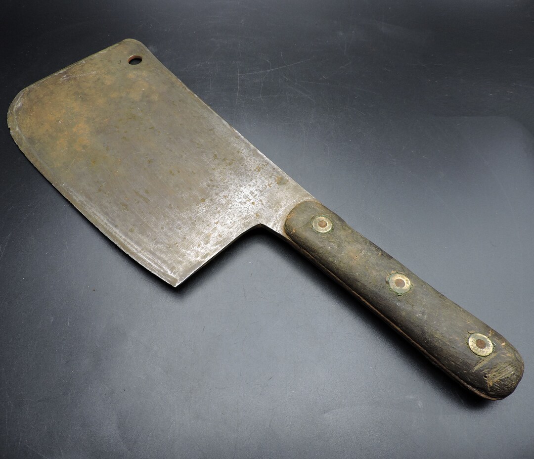 Vintage Meat Cleaver ~ Hand Forged Blade ~ Antique Meat Cleaver ~ Chef ...