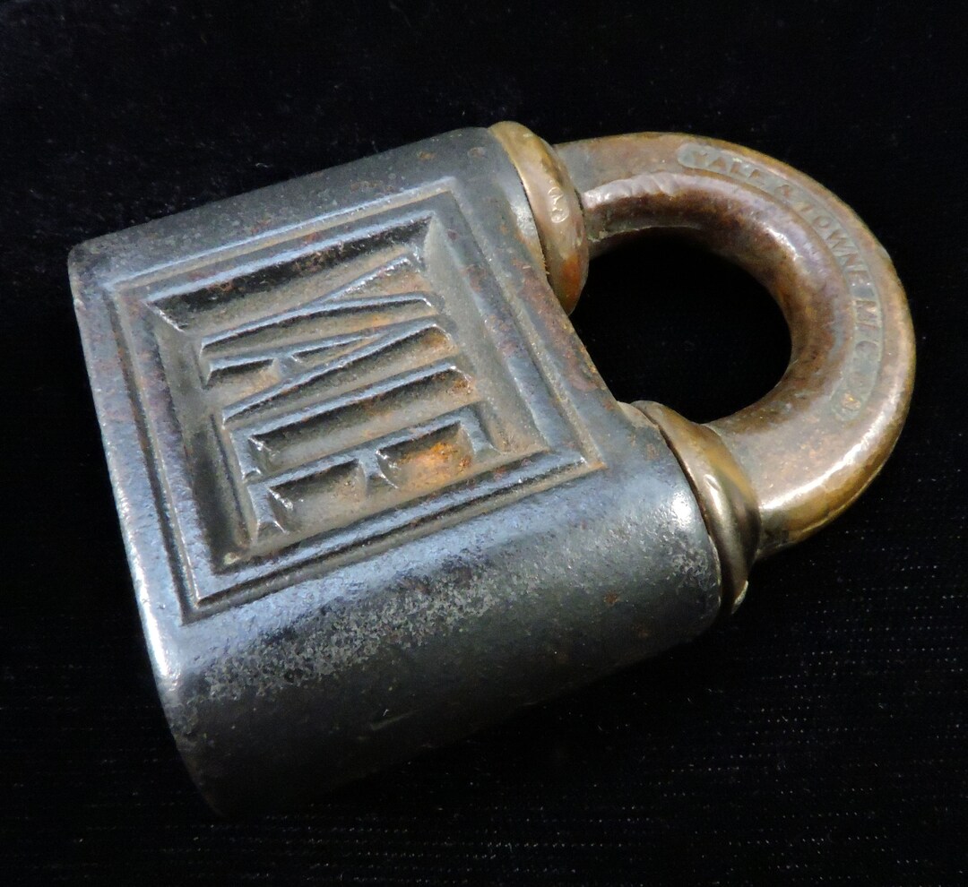 Vintage Padlock ~ Old Steel and Brass Padlock ~ Yale & Towne Padlock ...