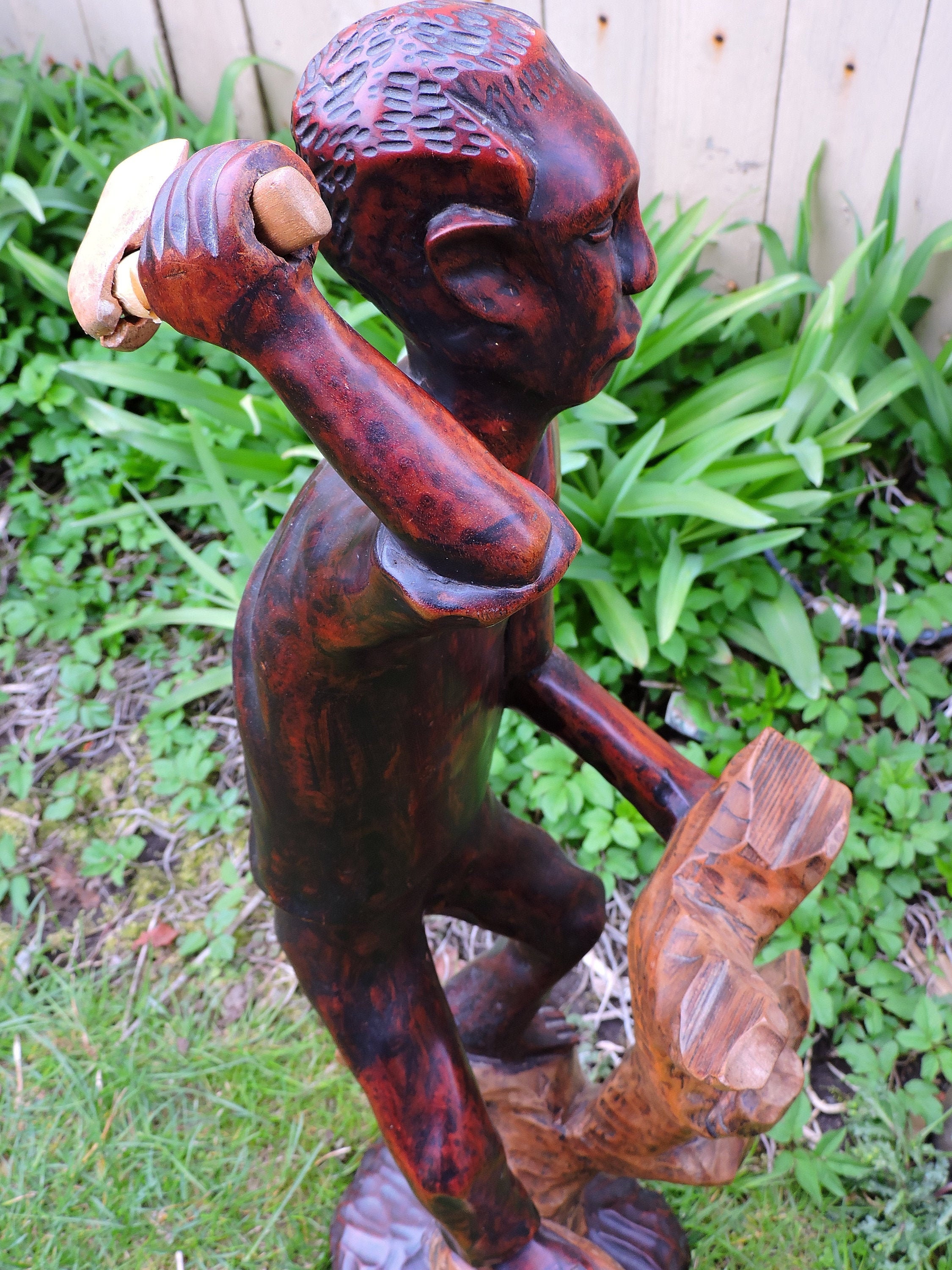 Hand Carved Wooden Statue Wood Chopper Statue Folk Art | Etsy