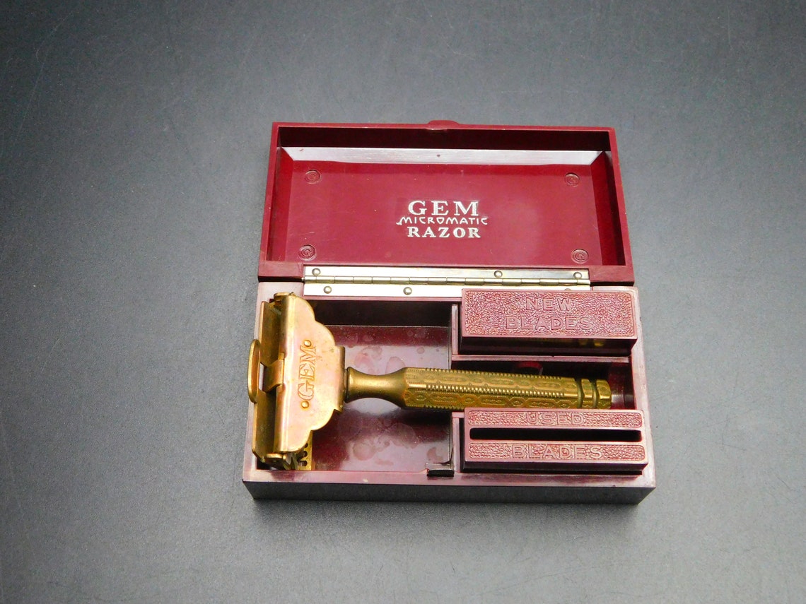 Vintage GEM Razor With Case GEM Razor in Maroon Bakelite - Etsy