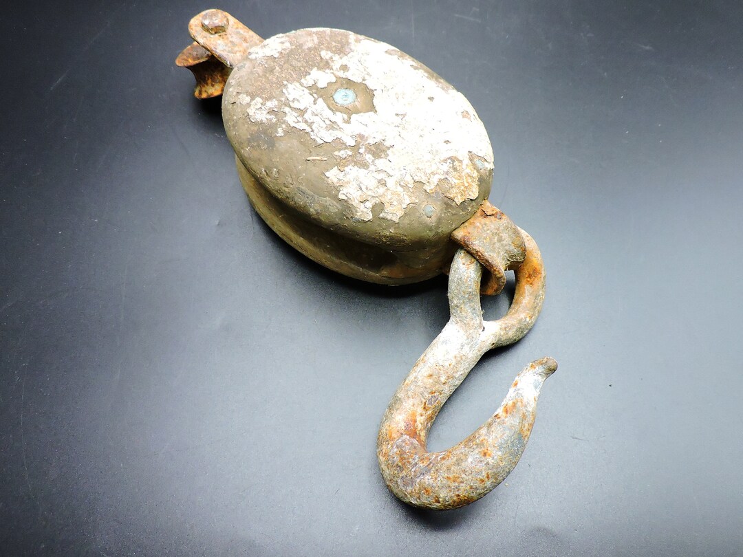 Vintage Farm Pulley ~ Industrial Pulley With Hook ~ Well Used Vintage ...