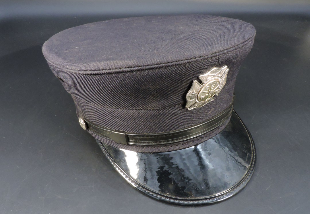 Vintage Fireman Dress Cap Fireman's Dress Hat Fireman's Cap With Badge ...