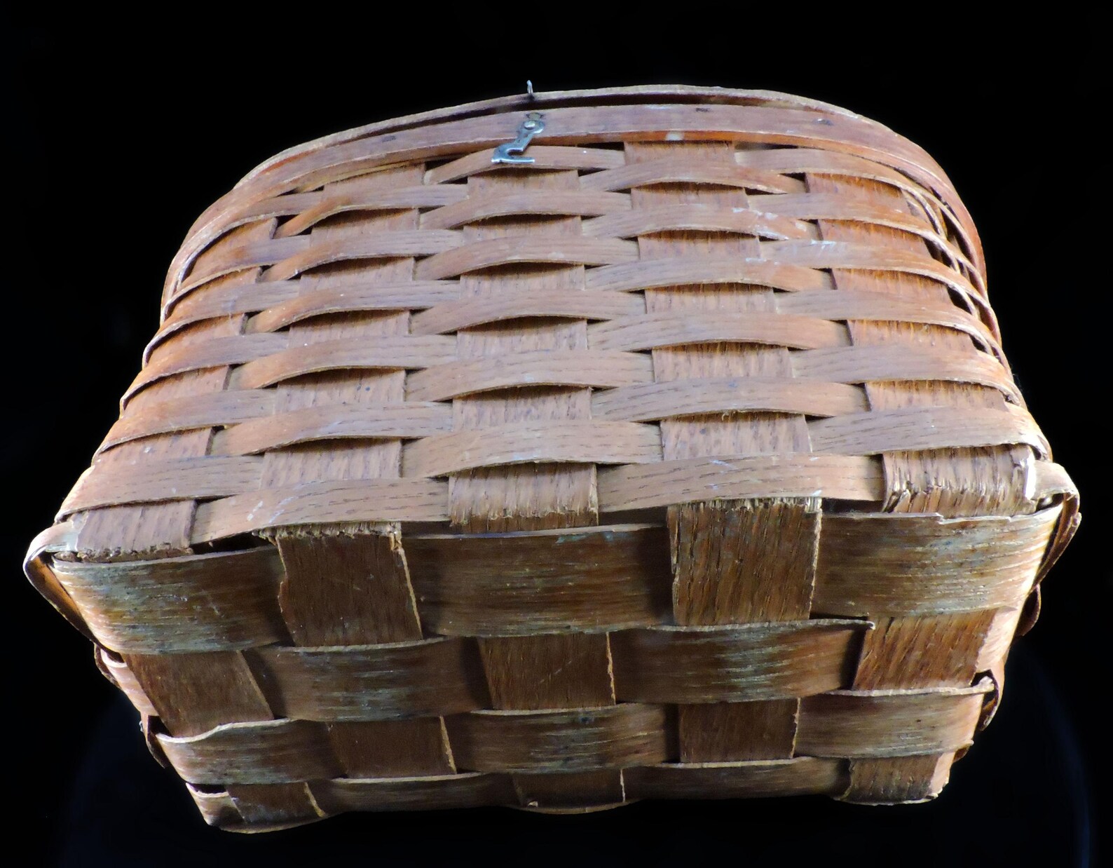 Early Peterborough Basket ~ Old Lidded Basket ~ Oak Splint Basket ...