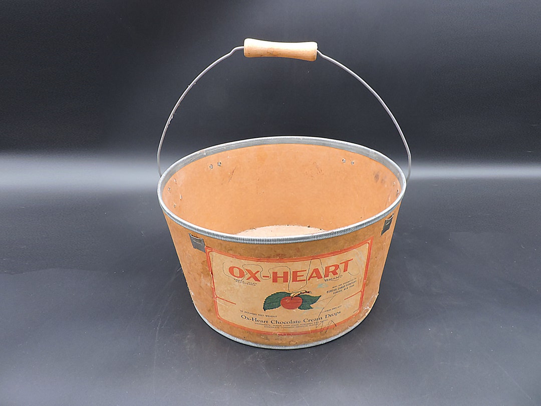 Vintage Ox-heart Candy Bucket ~ Ox-heart Chocolate Bucket ~ General ...