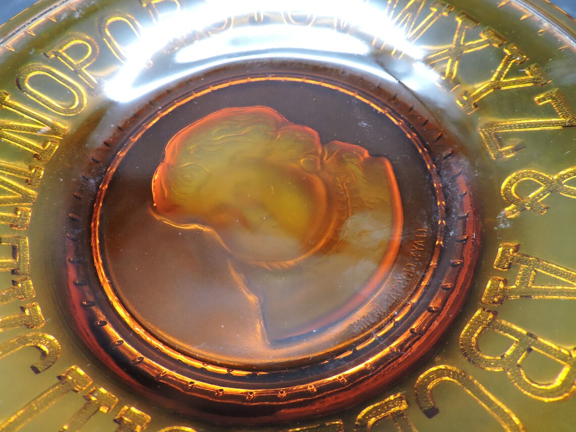 Vintage ABC Plate ~ Clays Crystal Works Plate ~ Amber Glass ABC Plate ...