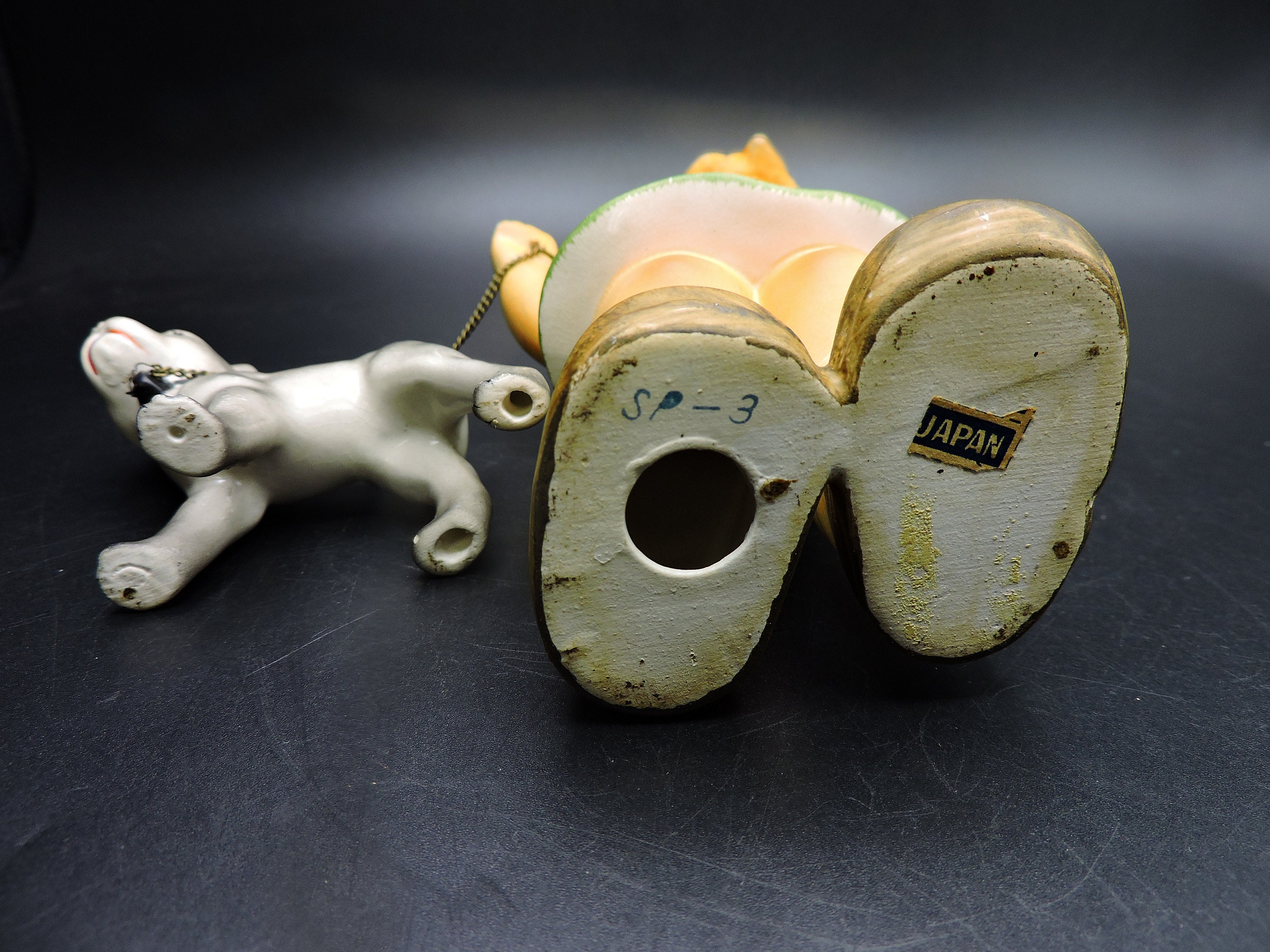 Vintage Bisque Child With Dog Figurine ~ Cute Girl With Dog Statue ...