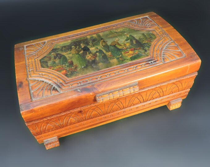 Vintage Cedar Box Carved Cedar Storage Box Old Cedar Box Vintage ...