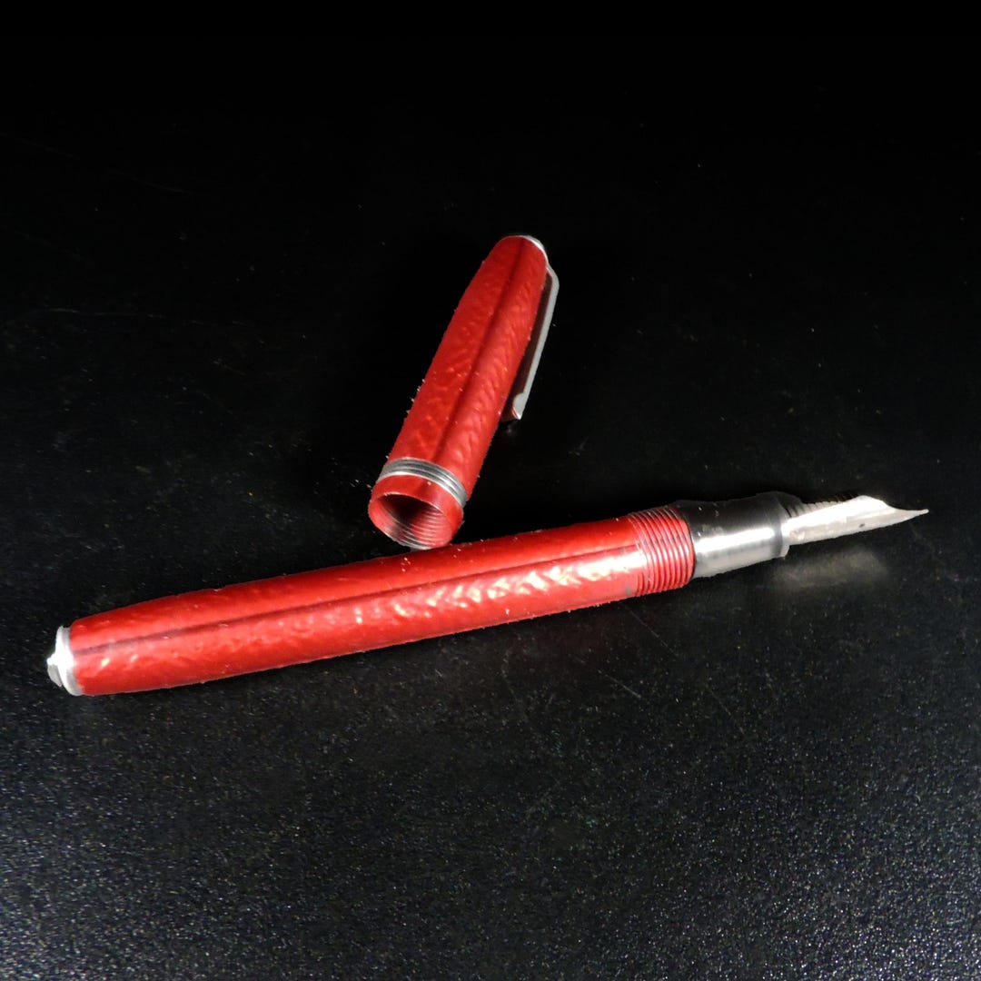 Vintage Esterbrook Fountain Pen ~ Esterbrook Red Wave Pen ~ Lever Fill ...