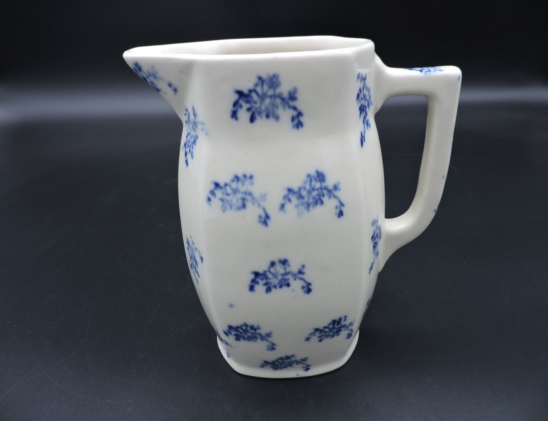 Vintage Pottery Cream Pitcher ~ Charming Flow Blue Pottery Pitcher ...
