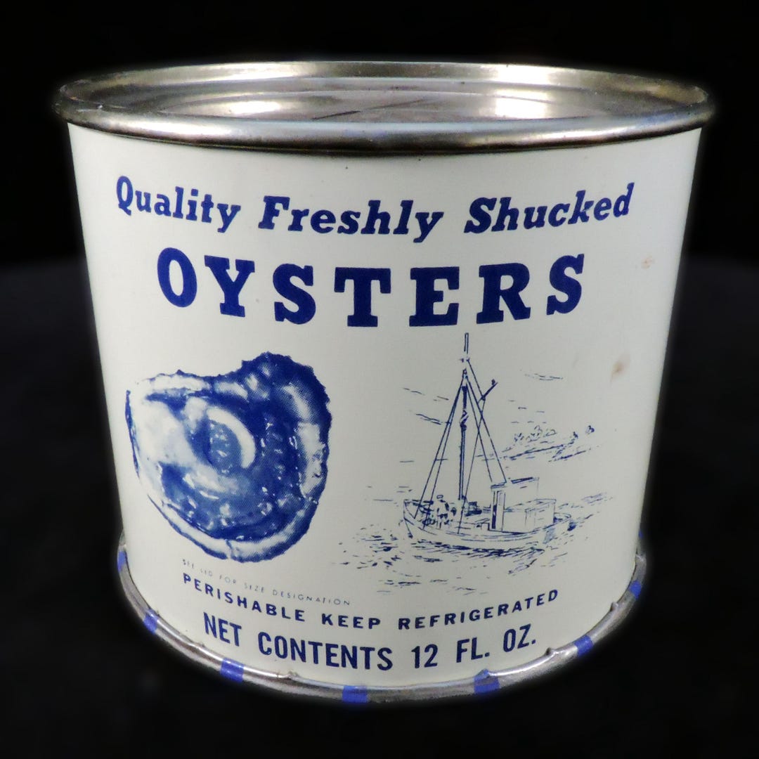 Vintage Oyster Can ~ Old Tin Oyster Can ~ Oyster Can With Great ...