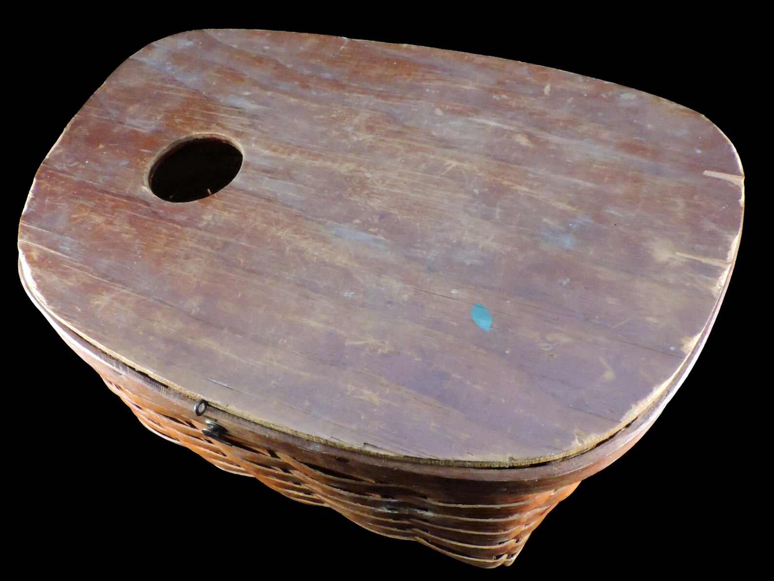 Early Peterborough Basket ~ Old Lidded Basket ~ Oak Splint Basket ...