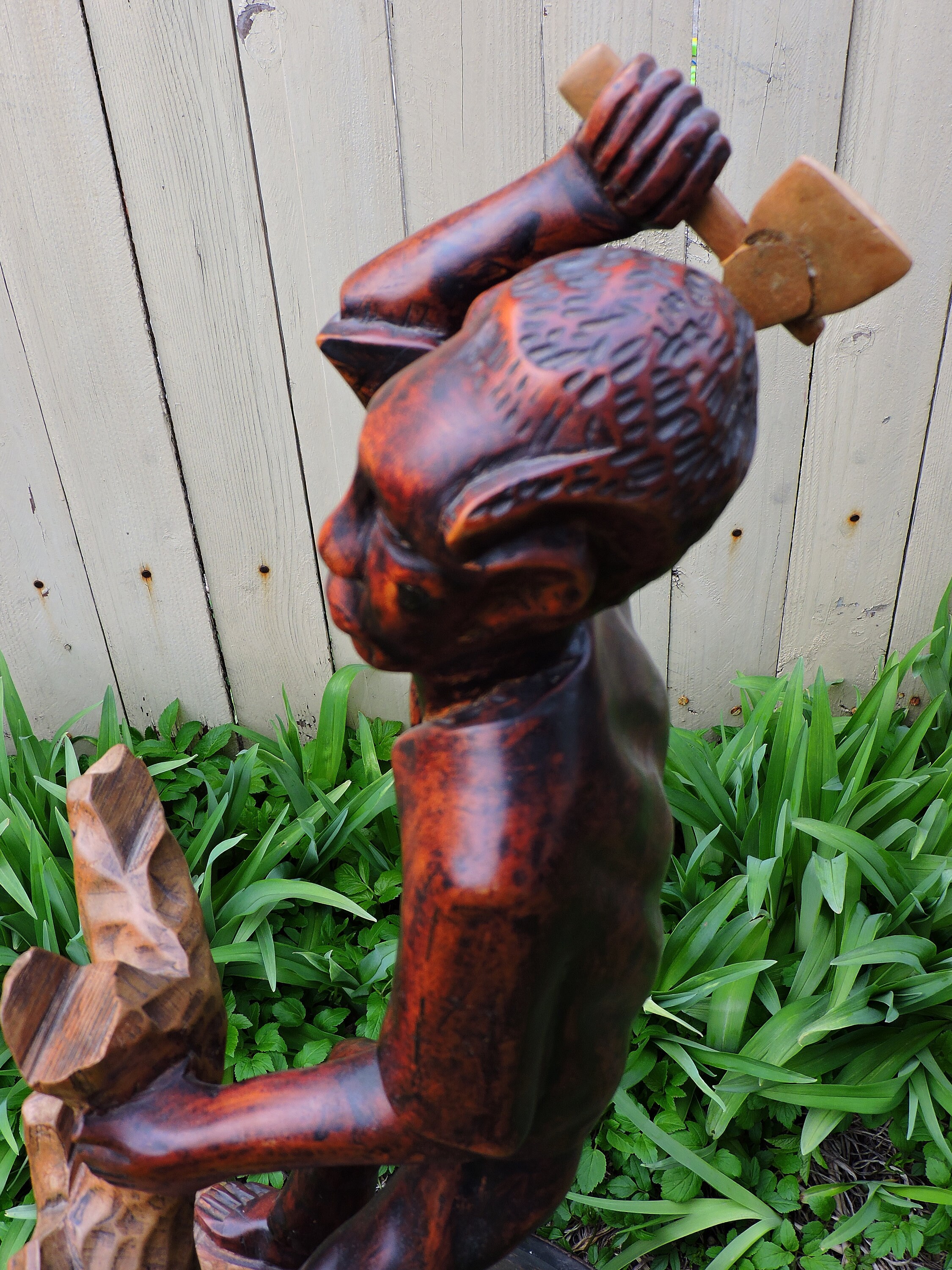 Hand Carved Wooden Statue Wood Chopper Statue Folk Art | Etsy