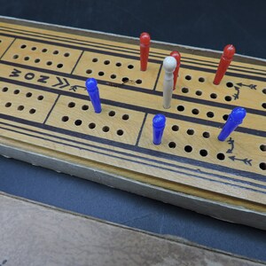 Vintage Cribbage Board ~ Cribbage Game Board ~ Wooden Cribbage Board ...