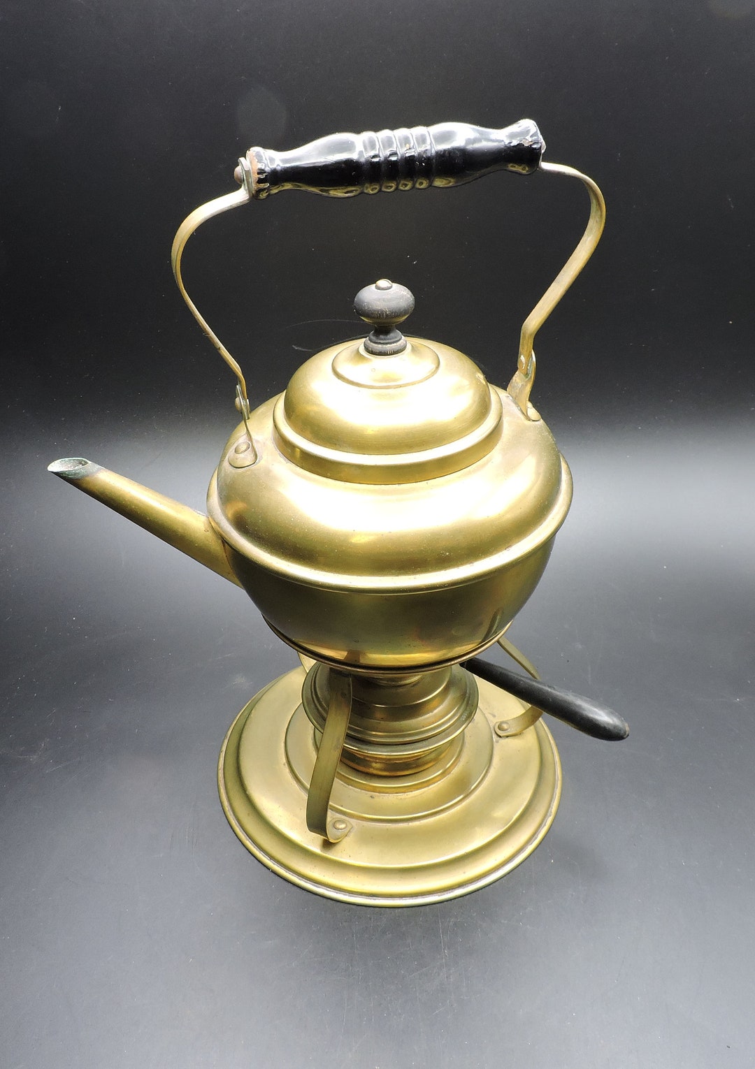Vintage Teapot With Warmer ~ Old Brass Teapot With Stand and Warmer ~ S ...
