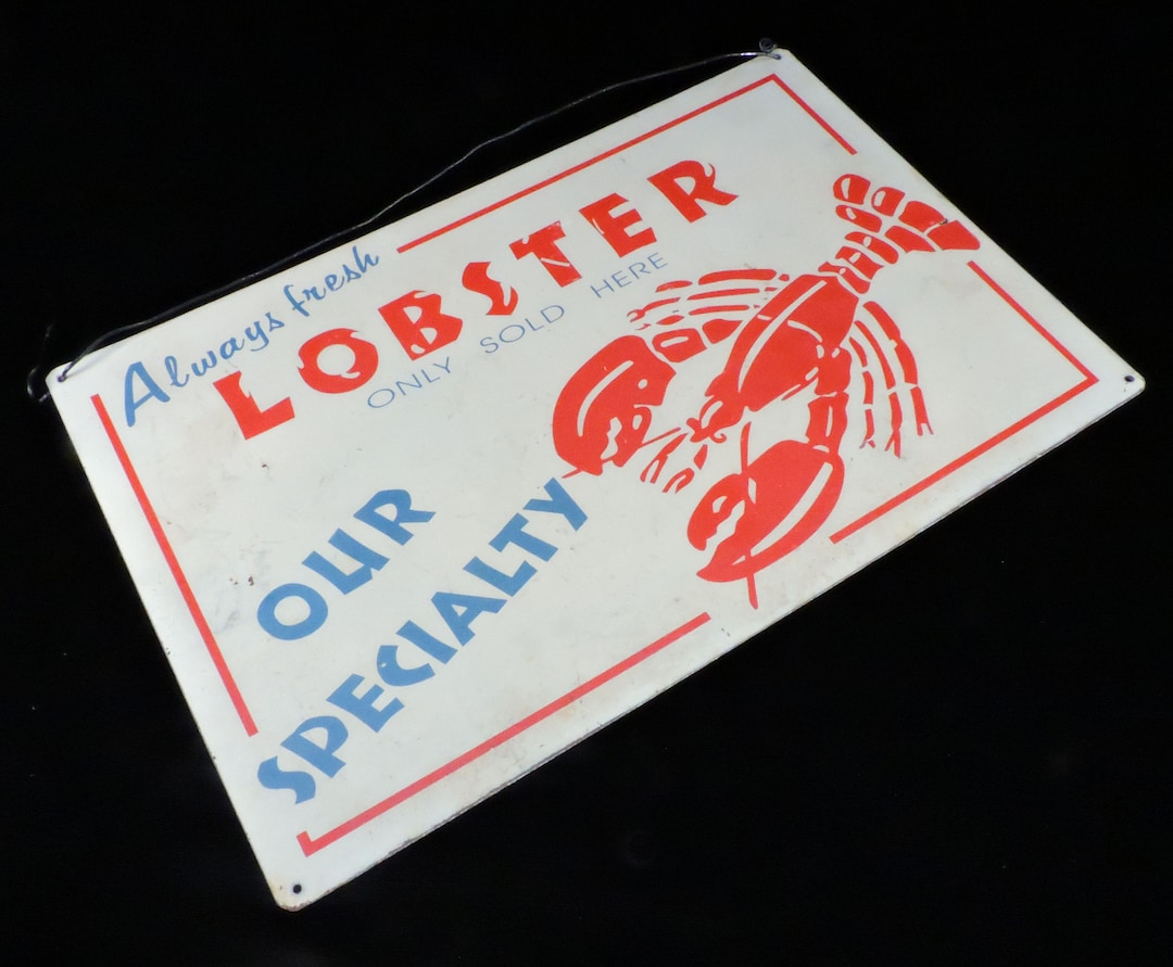 Vintage Lobster Sign ~ Original Fresh Lobster Sign ~ Lobster Sold Here ...