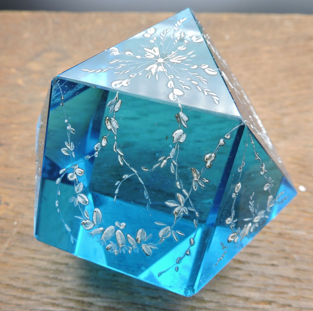 Vintage Blue Paperweight ~ Faceted Paperweight ~ Turquoise Blue ...