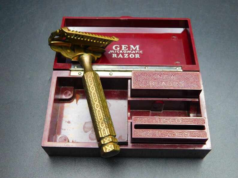 Vintage GEM Razor With Case GEM Razor in Maroon Bakelite - Etsy