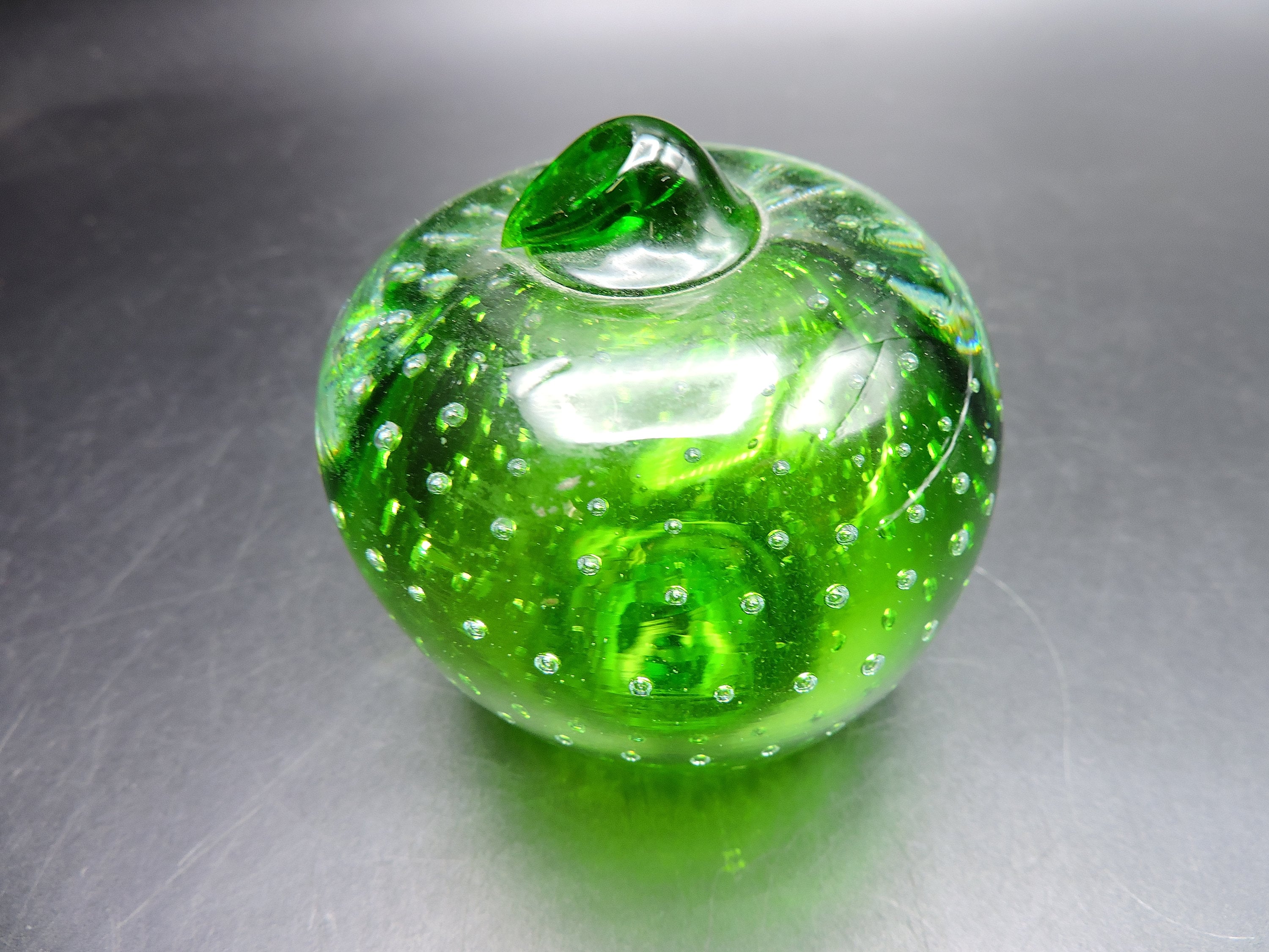 Glass Apple Paperweight Green Glass Paperweight Controlled - Etsy