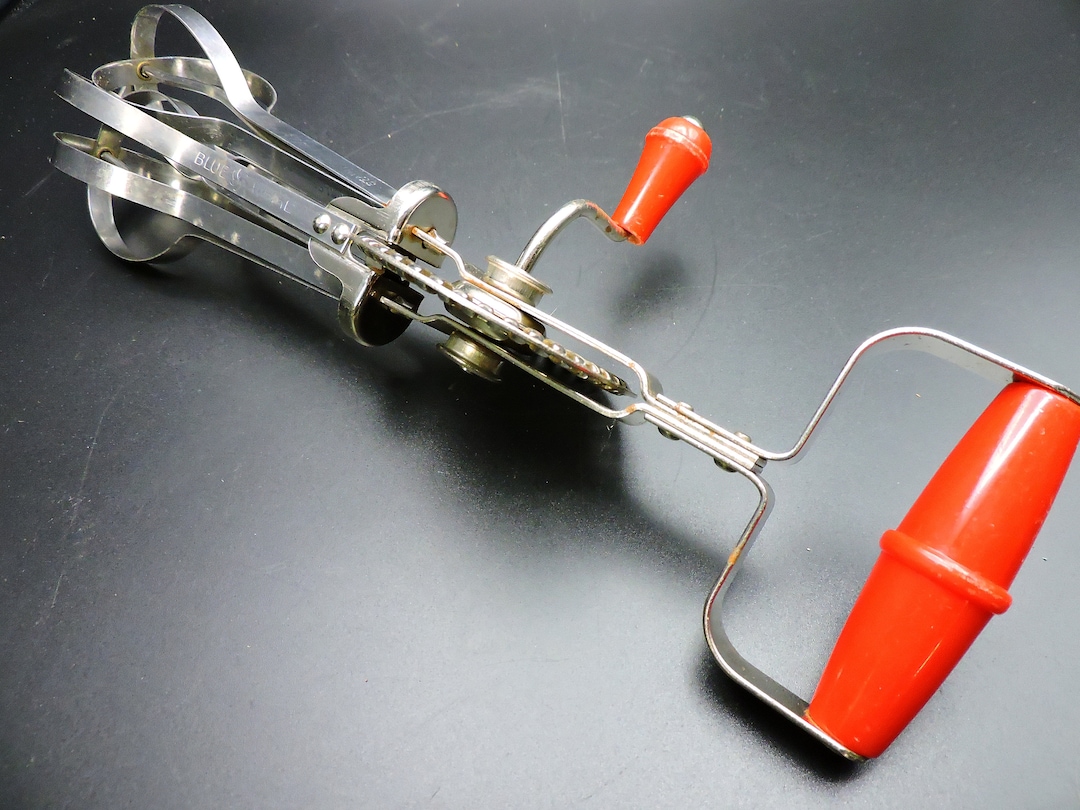 Vintage Hand Mixer ~ Vintage Egg Beater ~ "blue Whirl" ~ Red Plastic ...