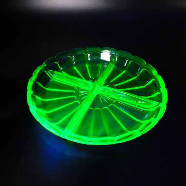 Green Depression Glass Relish Tray - Etsy